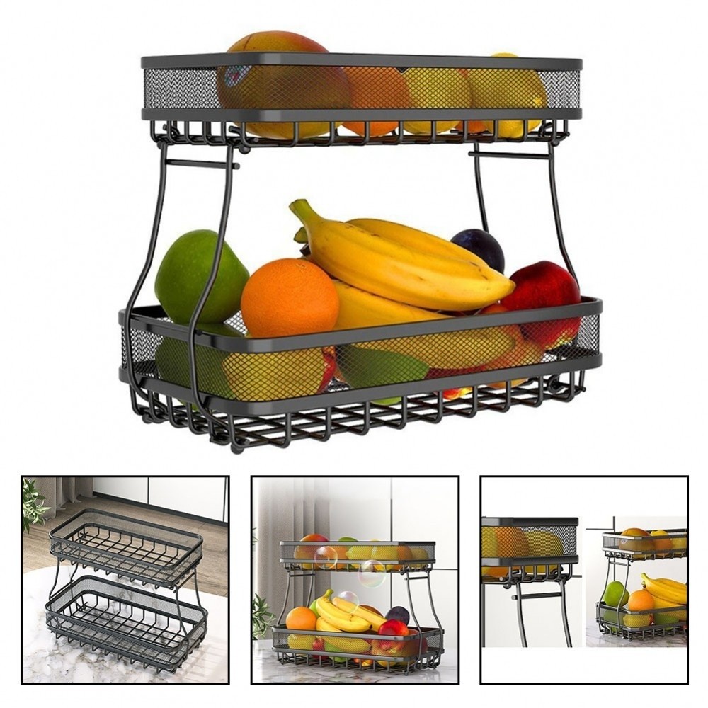 2 Tier Fruit Basket Detachable Design Food Safe Coating Screws Free ...
