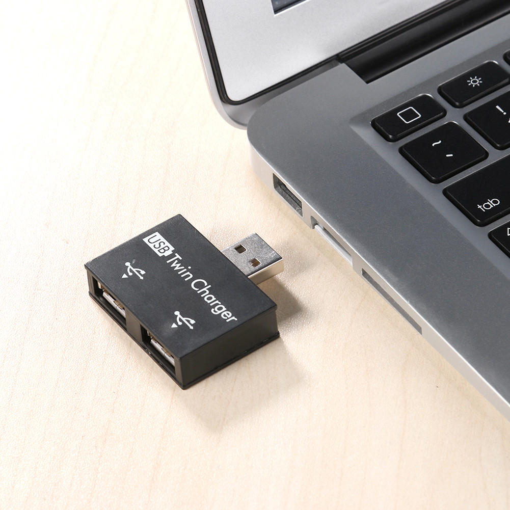 USB2.0 Male to Twin Charger Dual 2 Port USB Splitter Hub Adapter ...