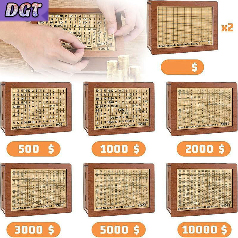 DGT 1000/2000/3000/5000/10000 Euro Dollar Money Box Piggy Bank Wood ...