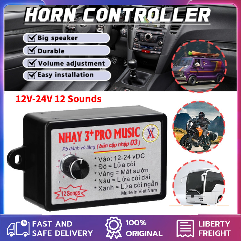 12 Sound Car Horn Controller Nhay 3+ Pro Music 12V/24V Universal Music ...
