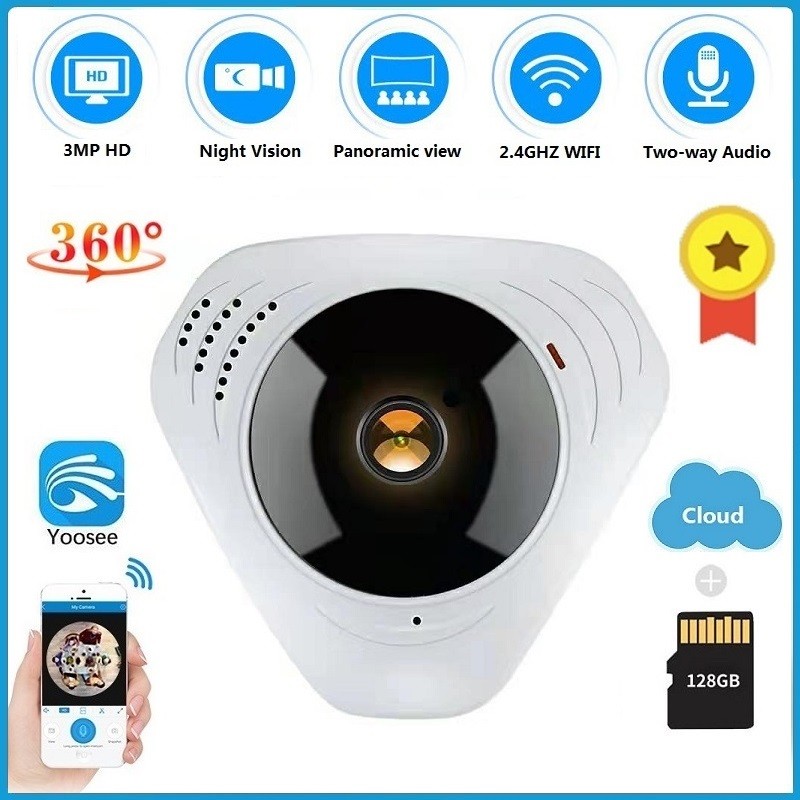 🔥YOOSEE 🔥3MP Panoramic Wifi Camera 3D VR Security Camera 360 Degree Fisheye IP Camera Night ...
