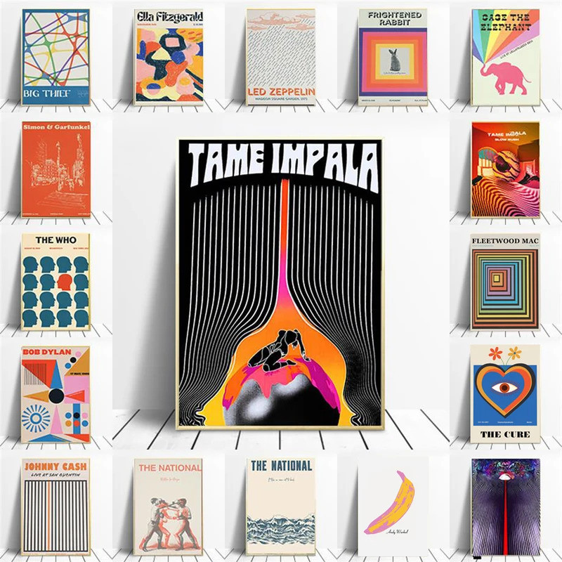 Retro music posters made by various bands Fleetwood Mac, canvas ...