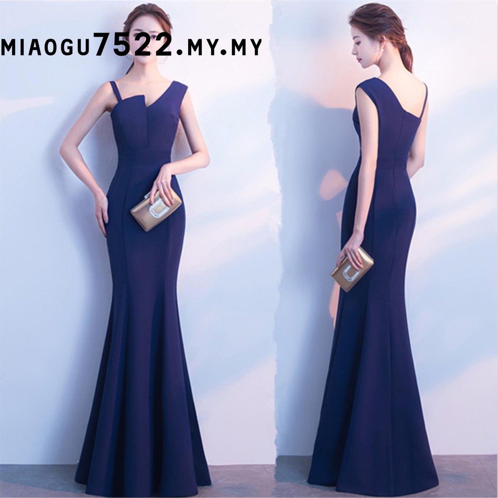READY STOCK Korean Woman Sleeveless Wrapped Fishtail Split Evening ...