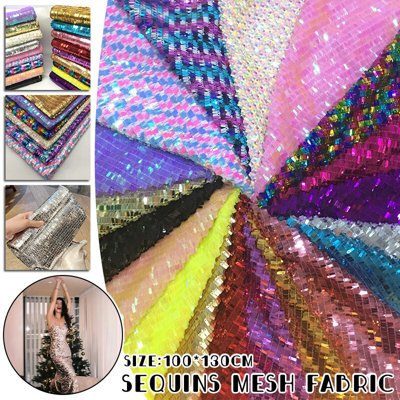Sparkly Sequin Fabric 1x1.3M Glitter Material for DIY Dress Costume ...