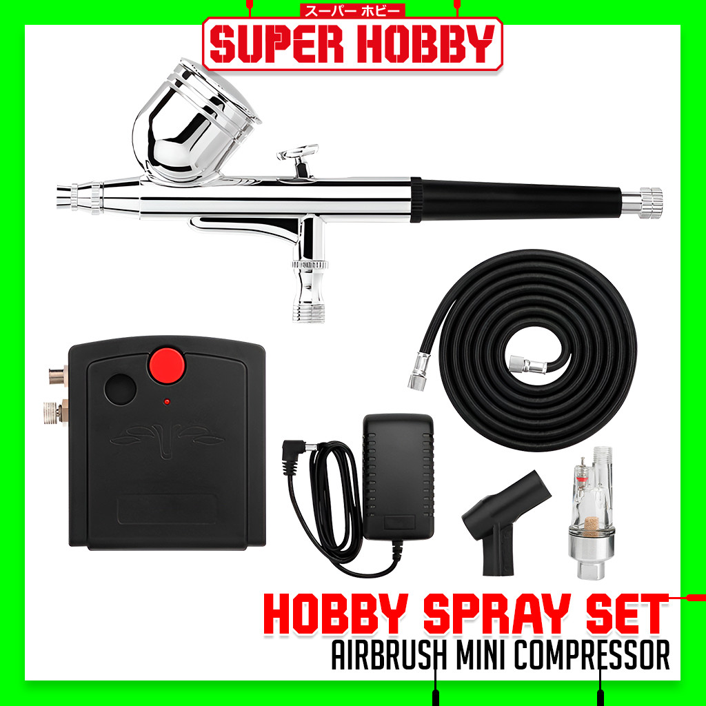 Dual-Action Airbrush kit with Air Compressor 0.3mm Air Brush Sprayer ...