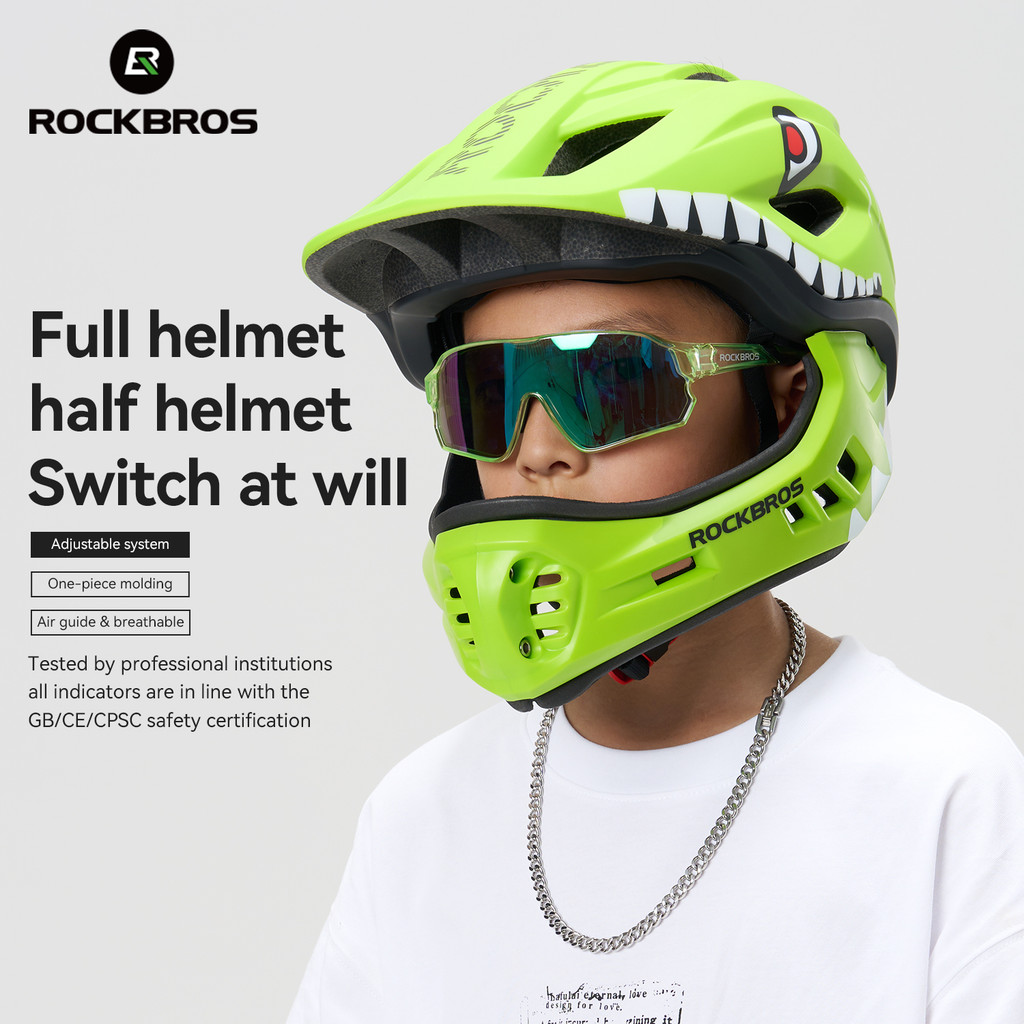 ROCKBROS Kids Full/Half Helmet Detachable Safety Breathable Multi-layer ...