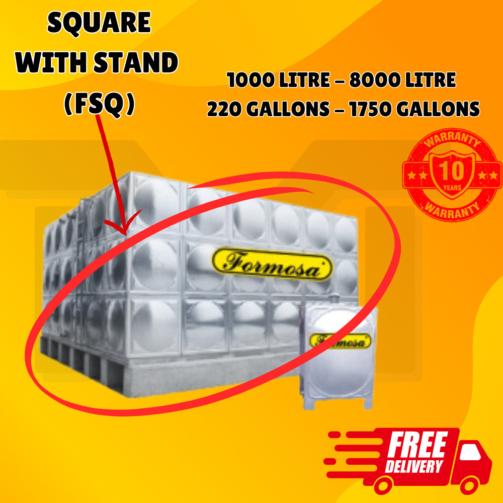 FORMOSA (1000 LITRE - 8000 L) SQUARE WITH STAND Water Tank SUS316 ...