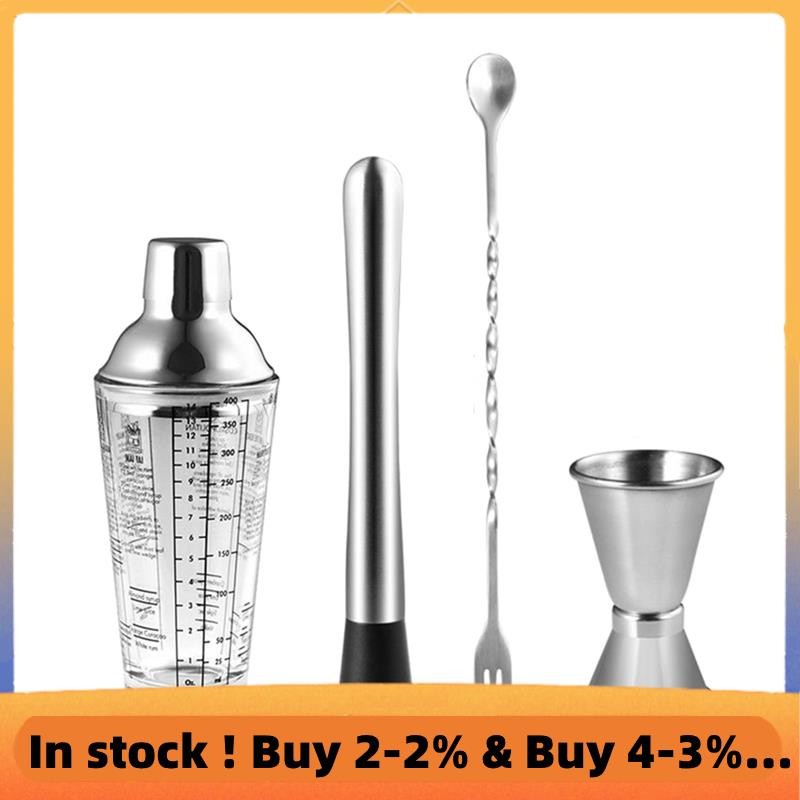 Cocktail Shaker Set Transparent Scale Bar Shakers Cup Wine Mixing Fruit ...