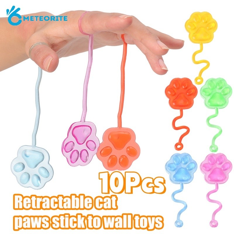 10 Pcs/ Kit Colorful Tackiness Cat Paw Child Interactive Toy - Elastic ...