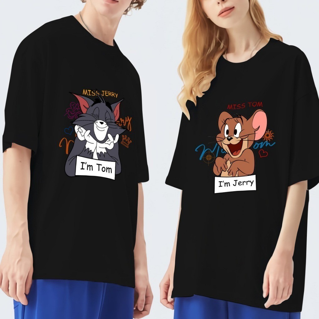 Cartoon Tom and Jerry Couples T-shirt Baju Lelaki Cotton Lengan Pendek ...