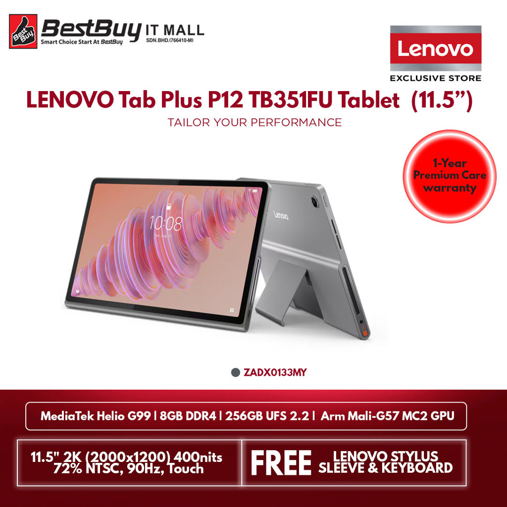 Lenovo Tab Plus P12 TB351FU ZADX0133MY 11.5" 2K Touch Tablet Luna Grey ...