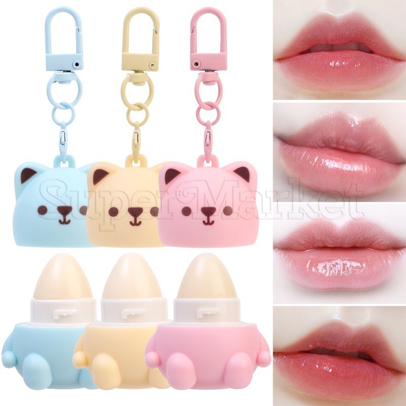 OUXUEFEN Fruit Bear Lip Balm - Transparent Lip Oil - Keychains Lip ...