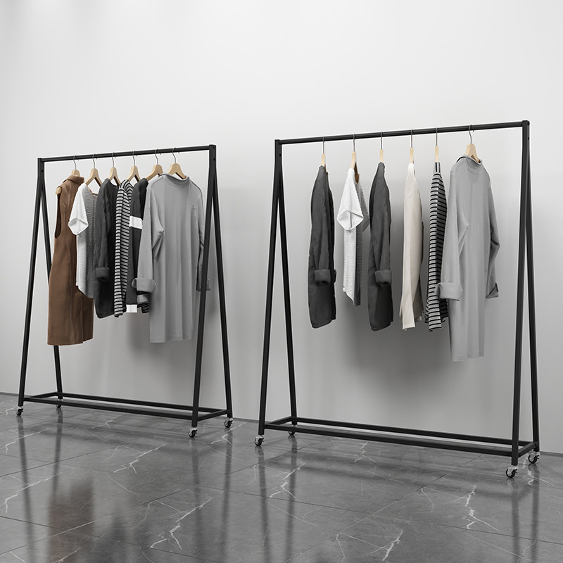 Bold Iron Clothing Store Display Hanger Floor-Standing Belt Wheel ...