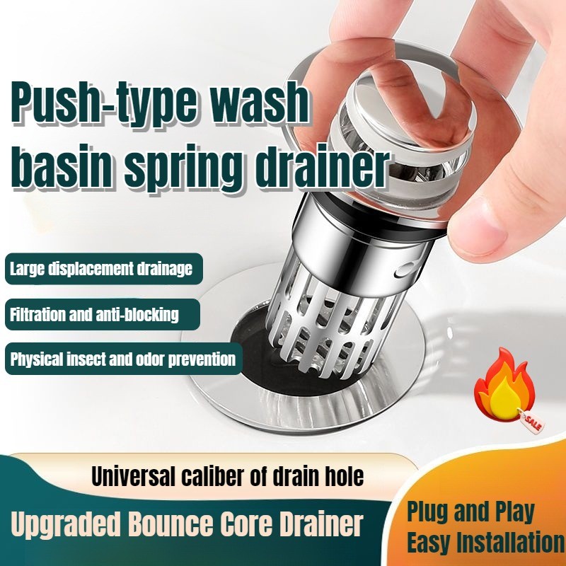 Antiodor strainer sink leak plug press type anticlogging popup core ...