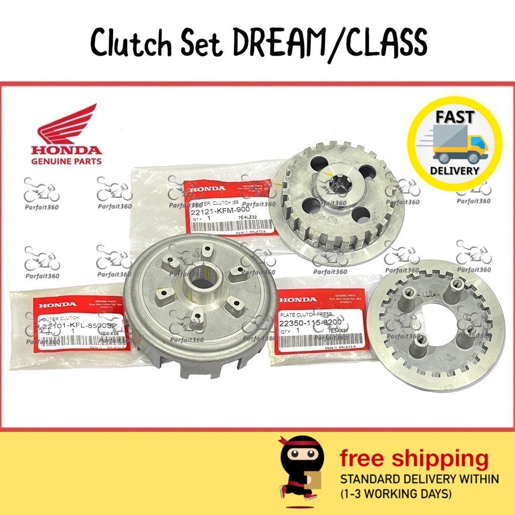 (SET) HONDA EX5 DREAM / CLASS 1 / W100 Clutch Set Complete ( 22101-KFL ...