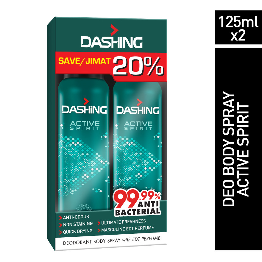 DASHING Deodorant Spray Perfume Active Spirit 2x125ml | Shopee Malaysia