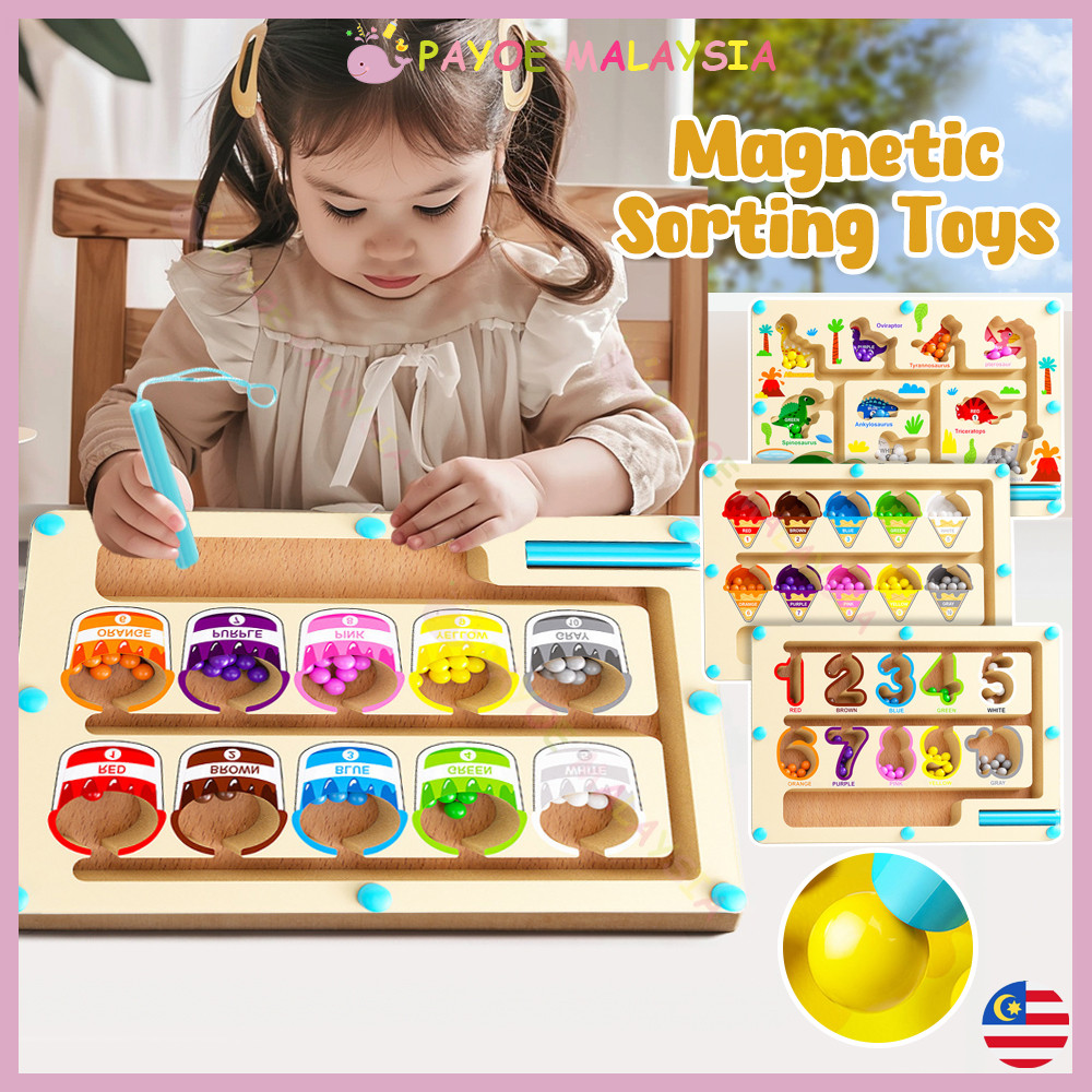 Payoe Magnetic Matching Maze Toy Magnetic Colour and Number Maze Board ...