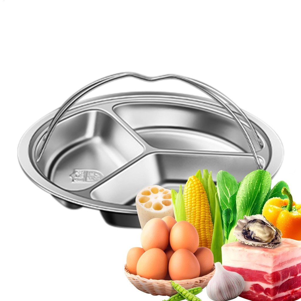 Steaming Tray Divided Food Pan Smooth Steaming Tray Compartmentalized ...
