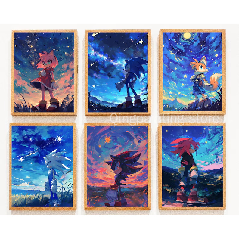 Sonic the hedgehog poster, Knuckles poster, Shadow Gaming Poster,Wall ...