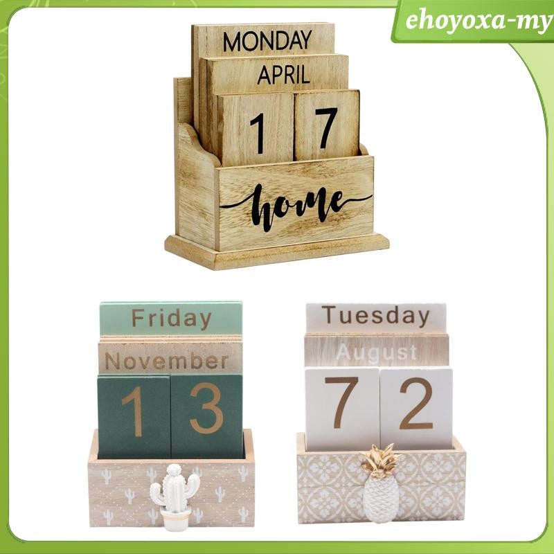 [EhoyoxaMY] Wood Block Calendar Desk Nursery Daily Study Room Bedroom ...