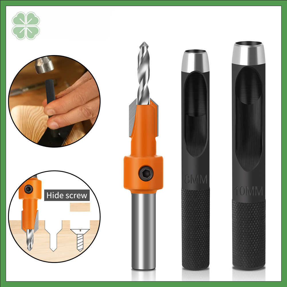 Edge Banding Hole Puncher Set for Wood Screw Concealment, Countersink ...
