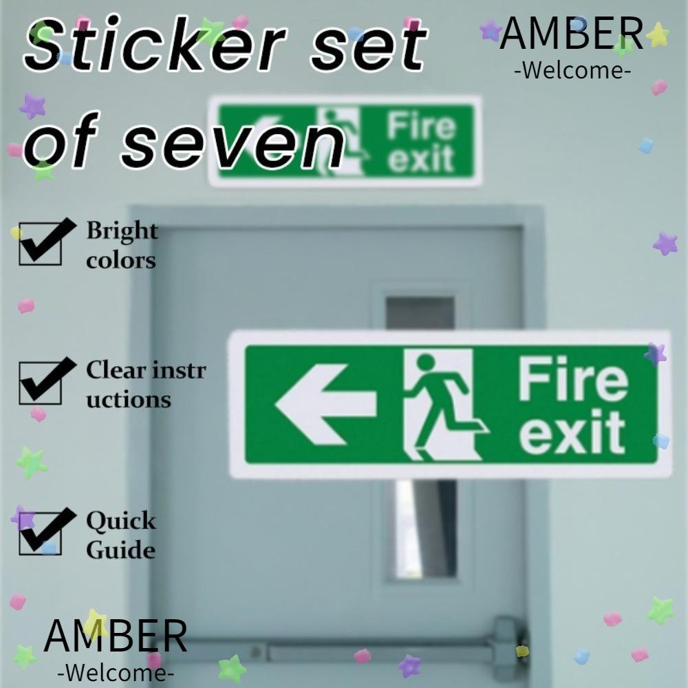 AMBER1 21pcs Fire Exit Sign Stickers, Self-adhesive Easy To Use Fire ...