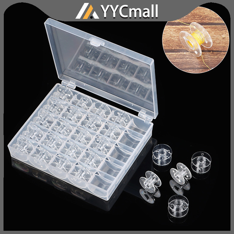 25Pcs Empty Bobbins Plastic Storage Home Sewing Accessories Tools Old ...