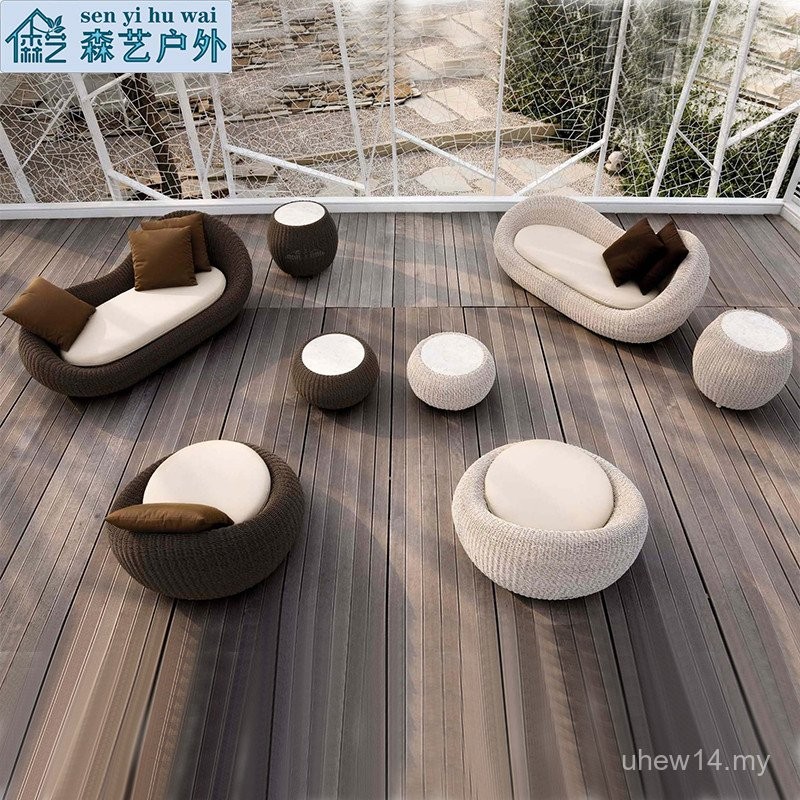 Set Sofa Bulat Malas Anyaman Rotan Luaran Ruang Tamu Dalaman Halaman ...