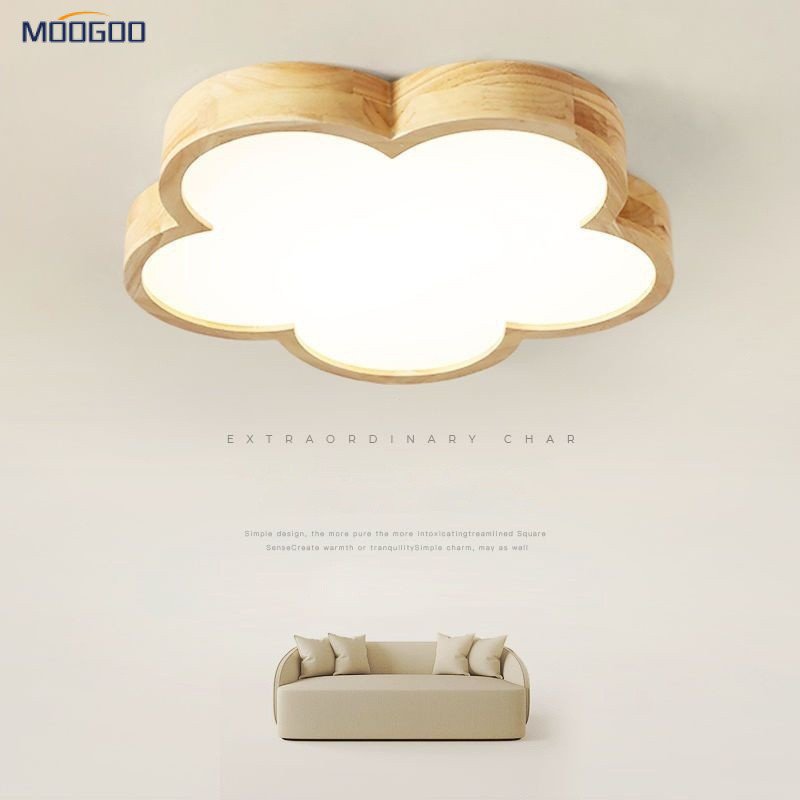 Nordic Wooden Ceiling Lamp Simple Modern Led Room Light Solid Wood ...