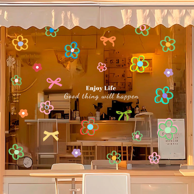 Glass Door Stickers Small Flower Pattern Window Decals Clothing Store ...