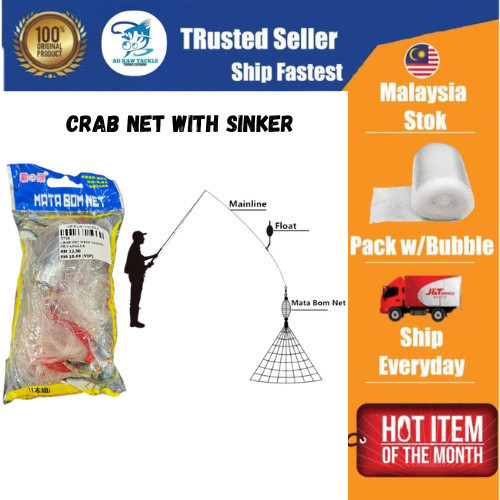 JARING KETAM DENGAN PEMBERAT MATA BOM NET CRAB NET WITH SINKER JARING ...