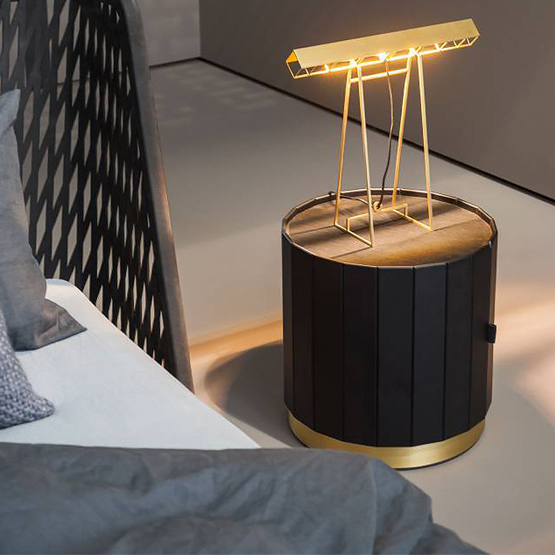 Light Luxury Italian Simple Modern Round Bedroom Bedside Table Locking ...