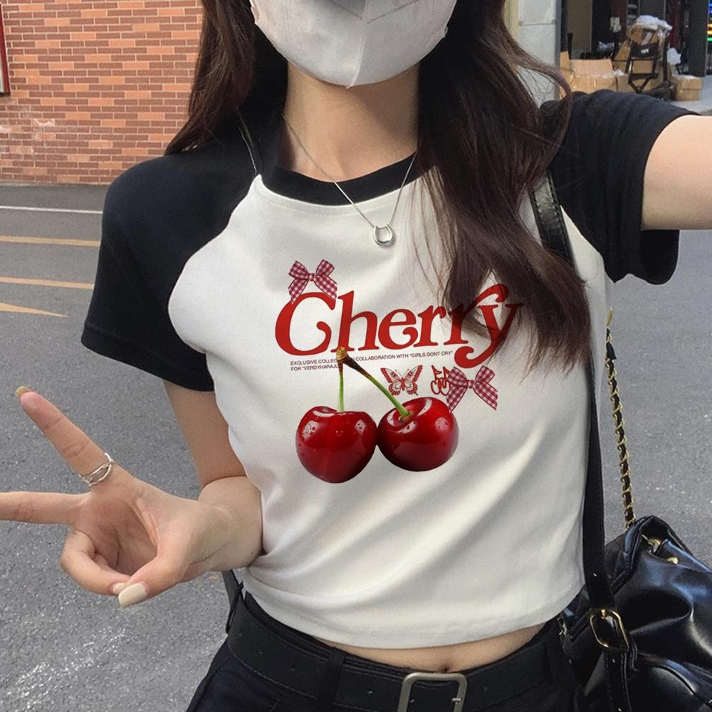 cherry trashy goth crop top girl trashy korean fashion Kawaii crop top ...