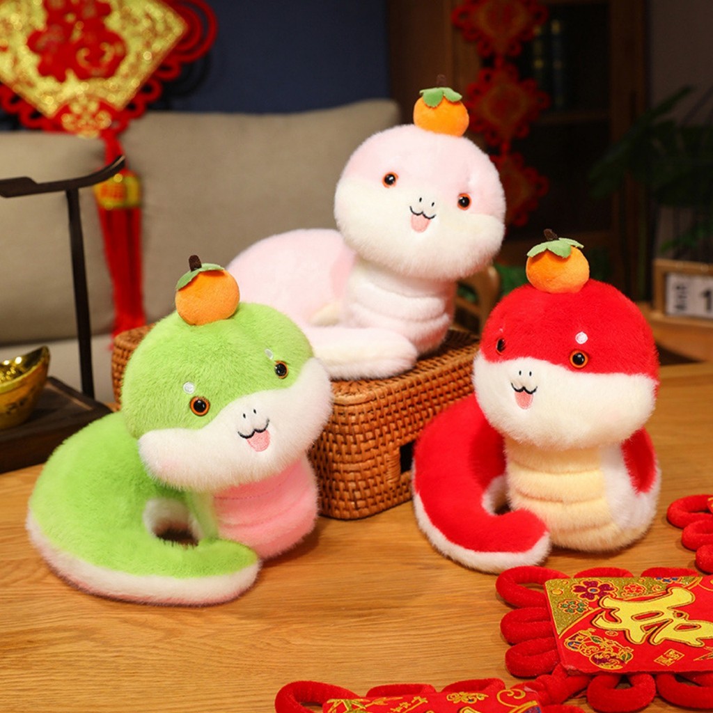 2025 Year of The Snake Mascot Doll Plush Toy Zodiac Snake Doll Green ...