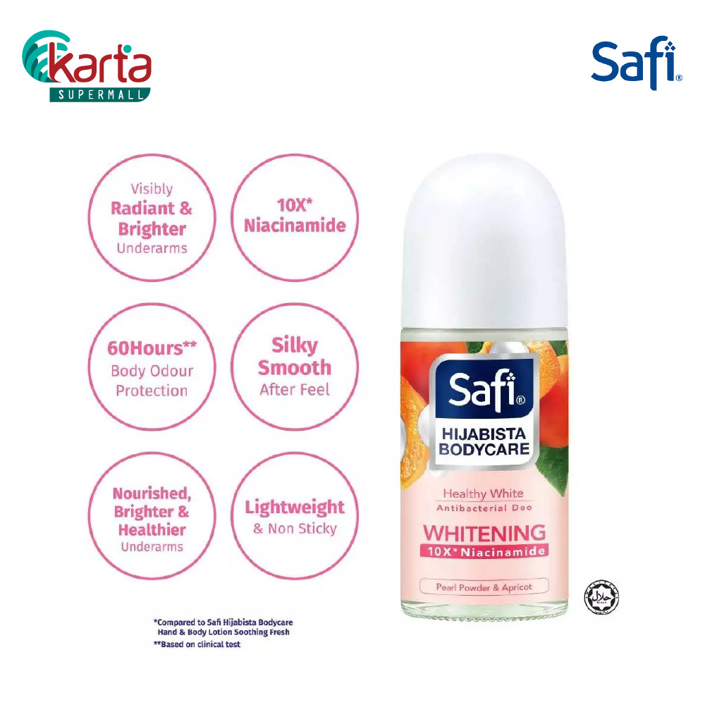 Safi Hijabista Bodycare Antibacterial Deodorant Roll-On - Healthy White ...
