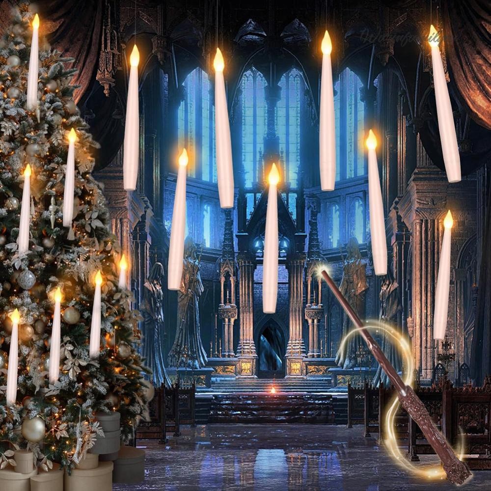 Flickering Warm Light with Long Rod LED Flameless Taper Candle Handheld ...