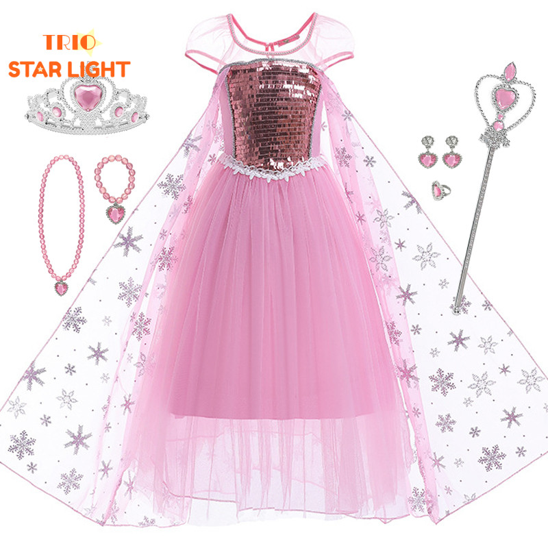 Kids Pink Princess Dress Girls Birthday Party Costume Princess Pink ...