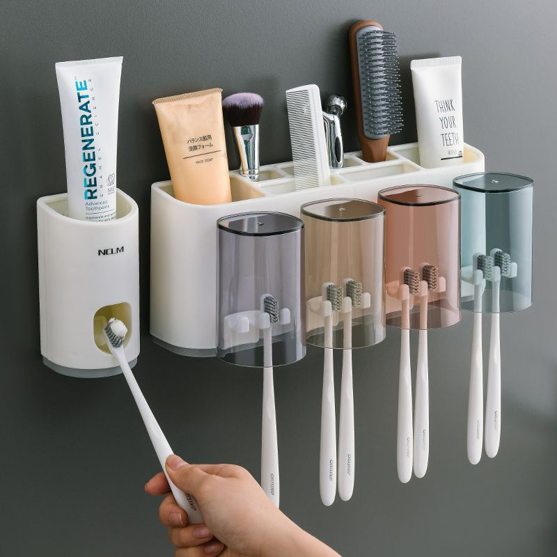 Toothbrush Rack Perforation-Free Mouthwash Cup Toothbrush Cup Toilet ...