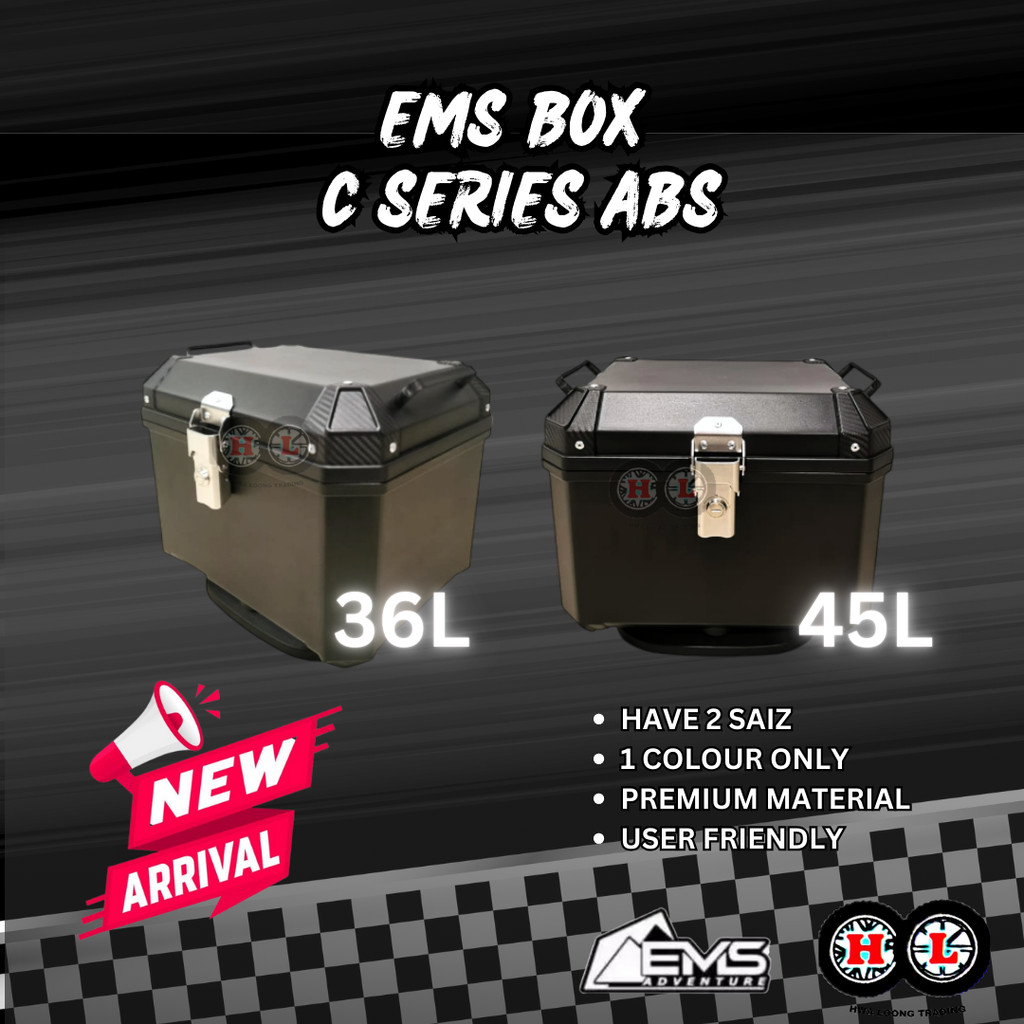EMS TOP BOX C SERIES ABS PLASTIC 36 45 LITER MOTORCYCLE BOX -Aluminium ...