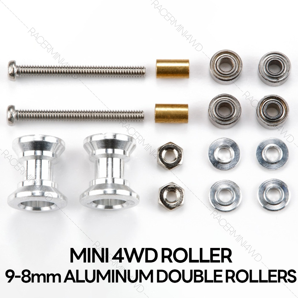TAMIYA 15403 Double Aluminum Rollers (9-8mm) Original Four Wheel Mini ...