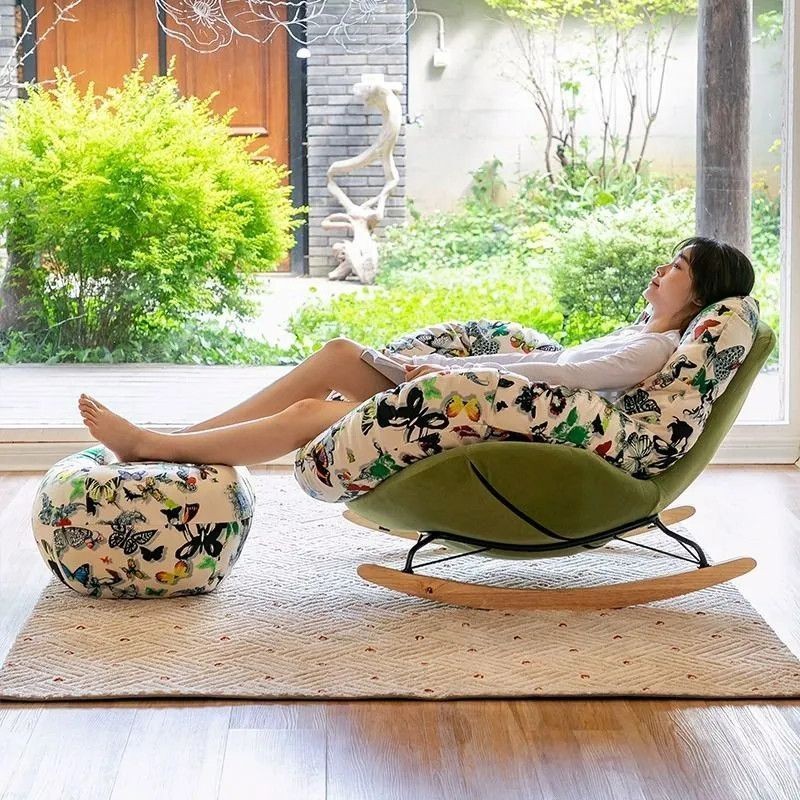 Penguin Single Lazy Rocking Chair Light Luxury Butterfly Flower Sofa ...