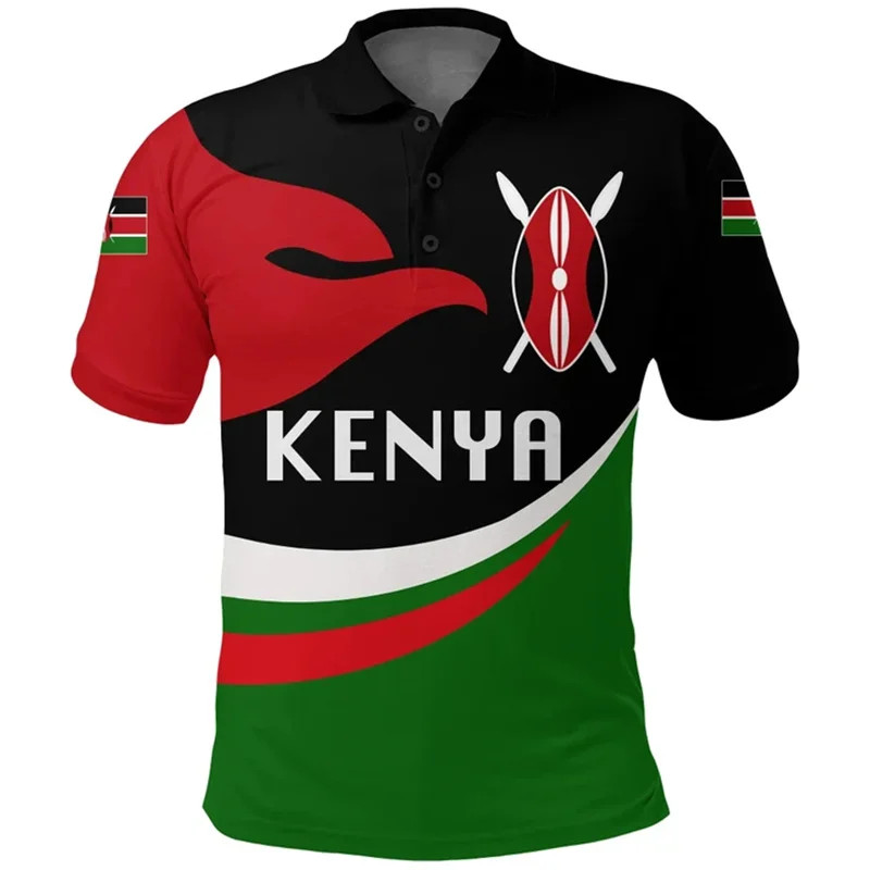 Kenya Tribal Emblem 3D Printing Polo Shirt The Republic-of Kenya Map ...