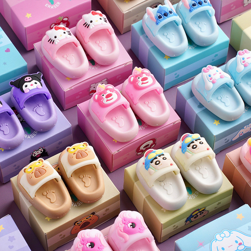 拖鞋橡皮迷你卡通小学生橡皮擦无屑超干净可爱橡皮擦创意文具Slippers eraser Mini cartoon primary school ...