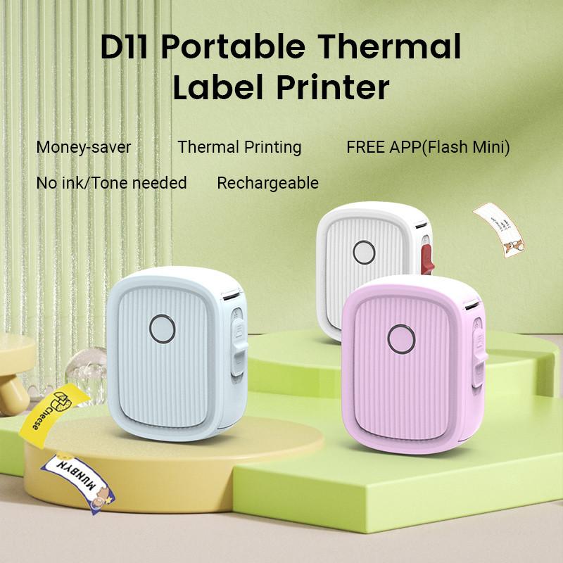 FlashLabel Pocket Label Maker Machine-Free APP and Tape, Bluetooth & Rechargeable Thermal ...