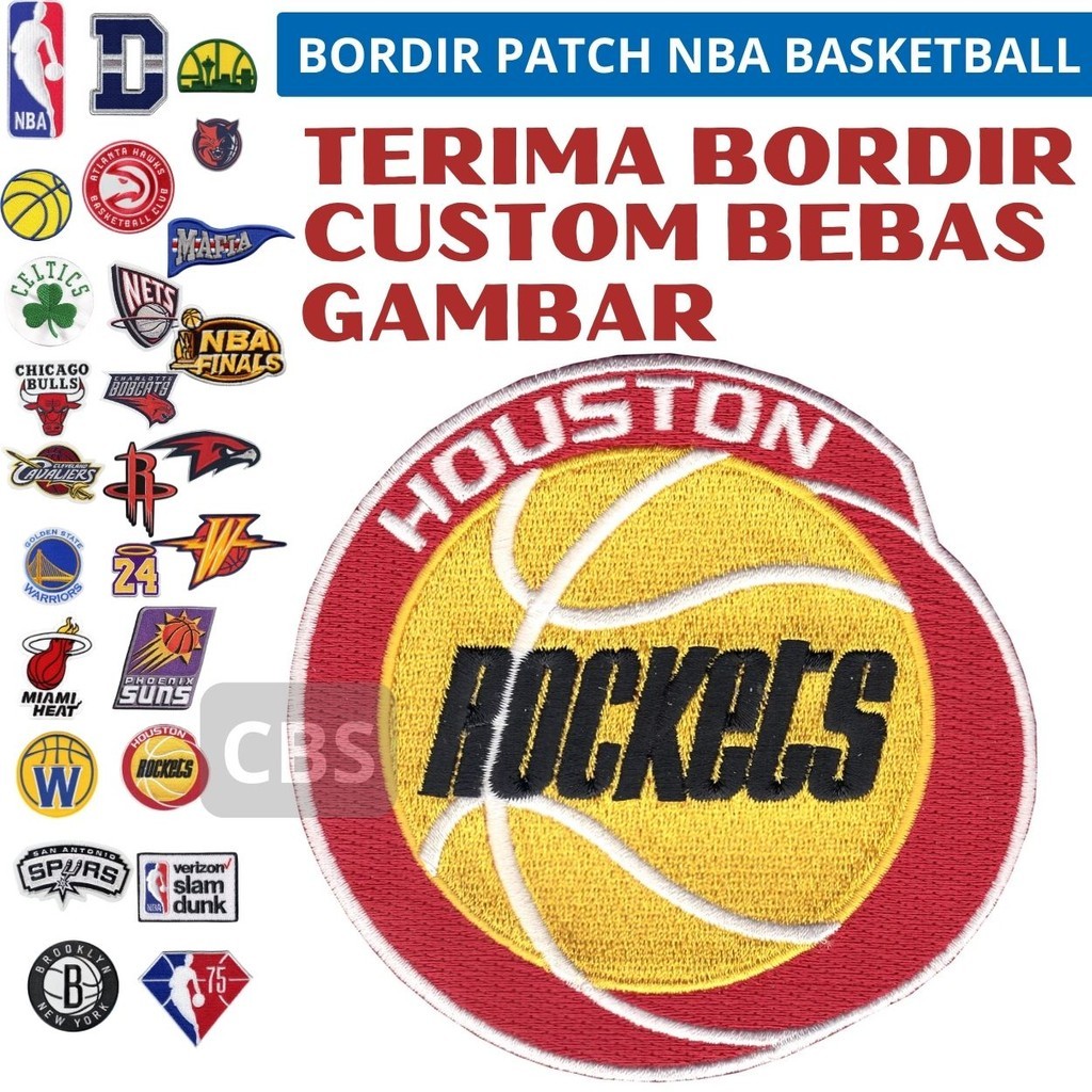 Houston ROCKETS THROWBACK ERA BASKET PATCH Embroidered Logo Emblem/NBA ...