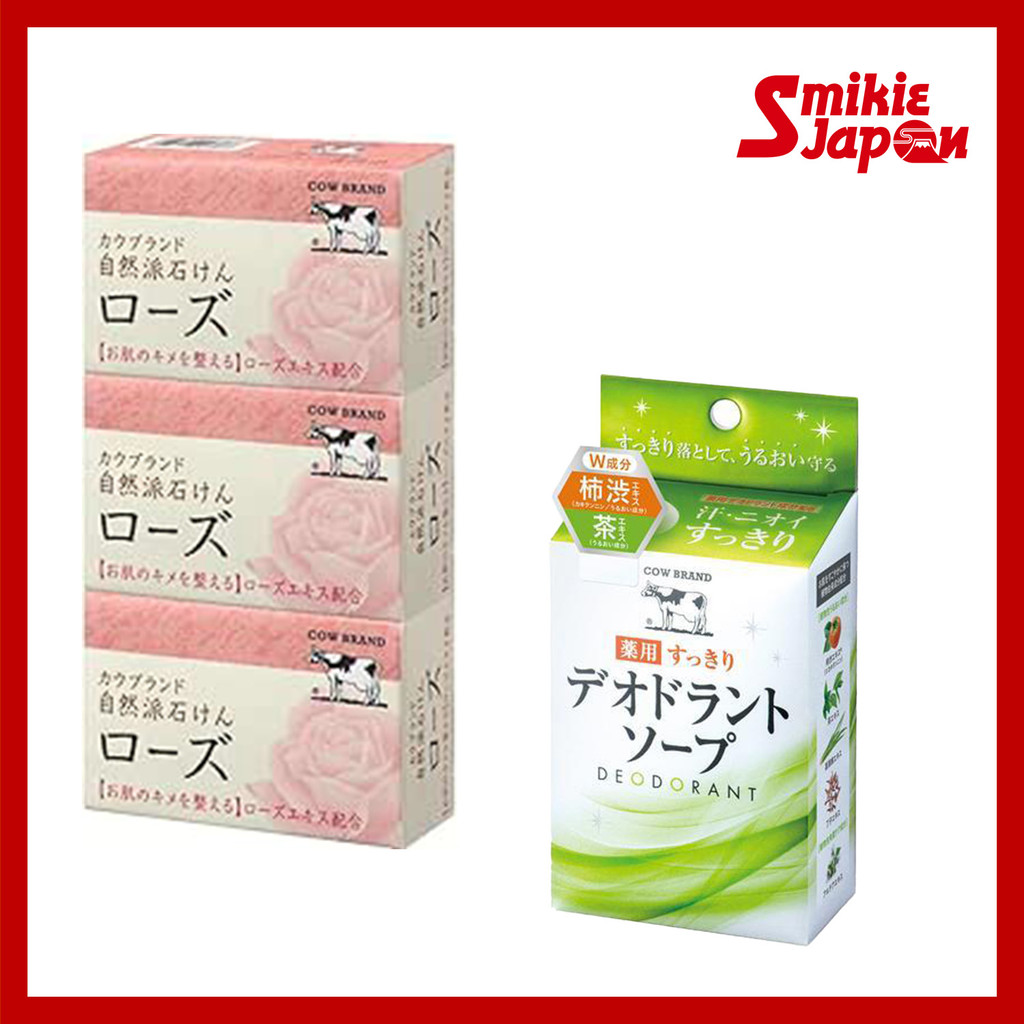 Cow Brand Natural Rose Soap 3-Pack Medicated Fresh Deodorant Soap 125g ...