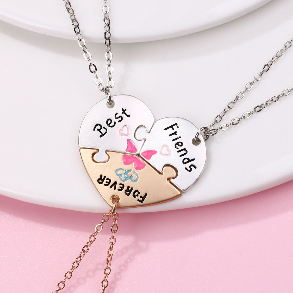 3Pcs Love Splicing Letter Necklace Best Friends Forever Fashion Pendant ...