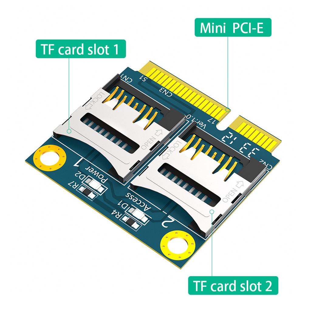 Dual Micro SD Card TF Card to Mini PCI-E Adapter With Metal Extender ...