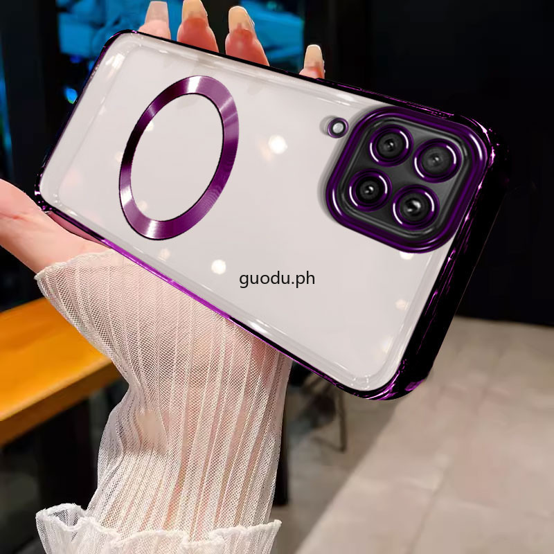 Casing huawei nova 7i Phone case Soft gold border transparent bumper ...