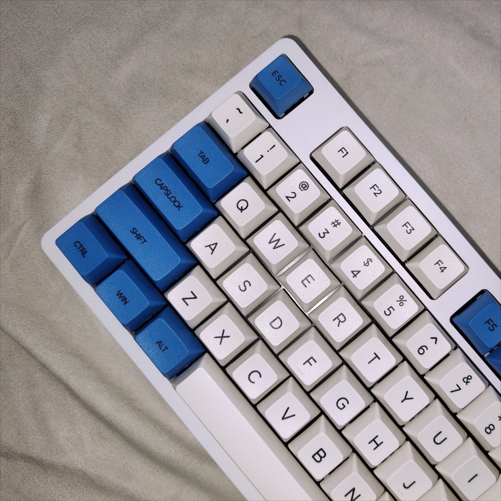 White and blue, keycaps, small full set of XDA PBT for 61/64/87/104 ...